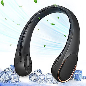ASNUG Neck Fan, Bladeless Neck Fan, 4000 mAh Rechargeable Personal Fan, 360° Hands Free Wearable Fan, 3 Speeds Adjustable,Faster Cooling, Ultra Quiet, Suitable for Home, Office, Travel, Sports
