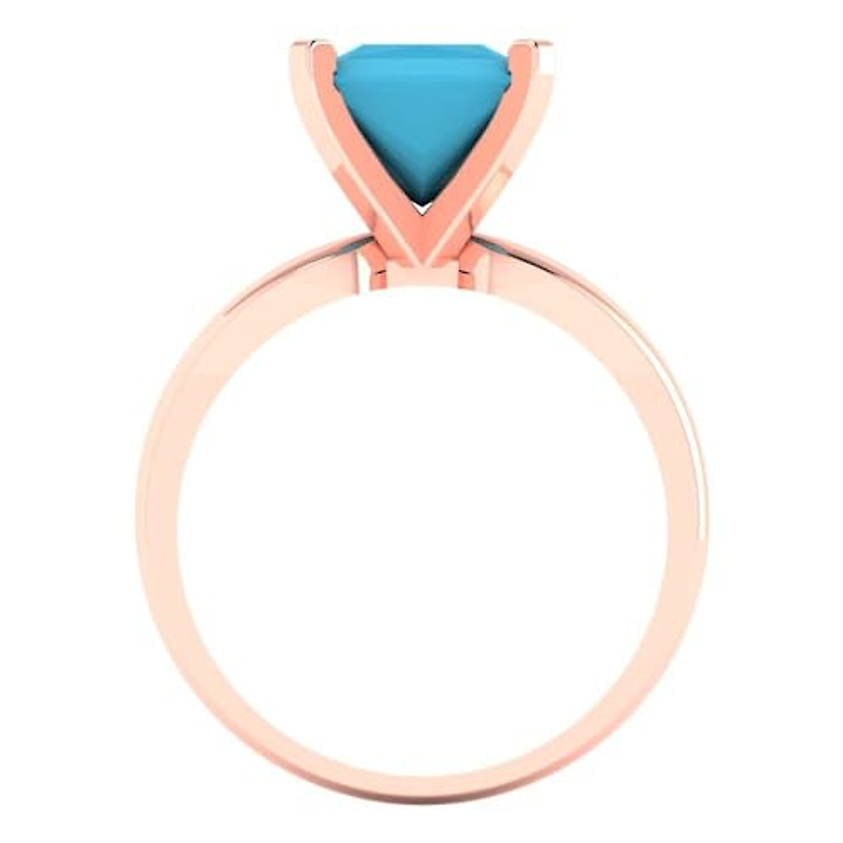 Clara Pucci 2.5 ct Princess Cut Solitaire Simulated Turquoise Engagement Bridal Promise Anniversary Ring in 18K Rose Gold Size 5.5