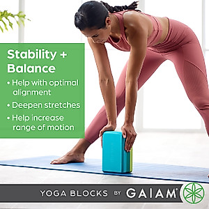 Gaiam Yoga Block - Supportive Latex-Free Eva Foam - Soft Non-Slip Surface with Beveled Edges for Yoga, Pilates, Meditation - Yoga Accessories for Stability, Balance, Deepen Stretches (Cool Mint)