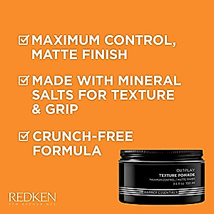 Redken Brews Texture Pomade For Men, Maximum Hold And Matte Finish, No Crunch, 3.4 Ounce