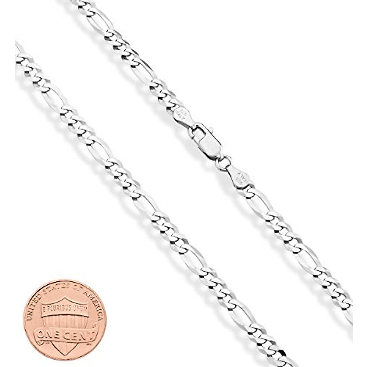 Miabella 925 Sterling Silver Italian 5mm Diamond-Cut Figaro Link Chain Necklace for Women Men, Made in Italy (22 Inches)