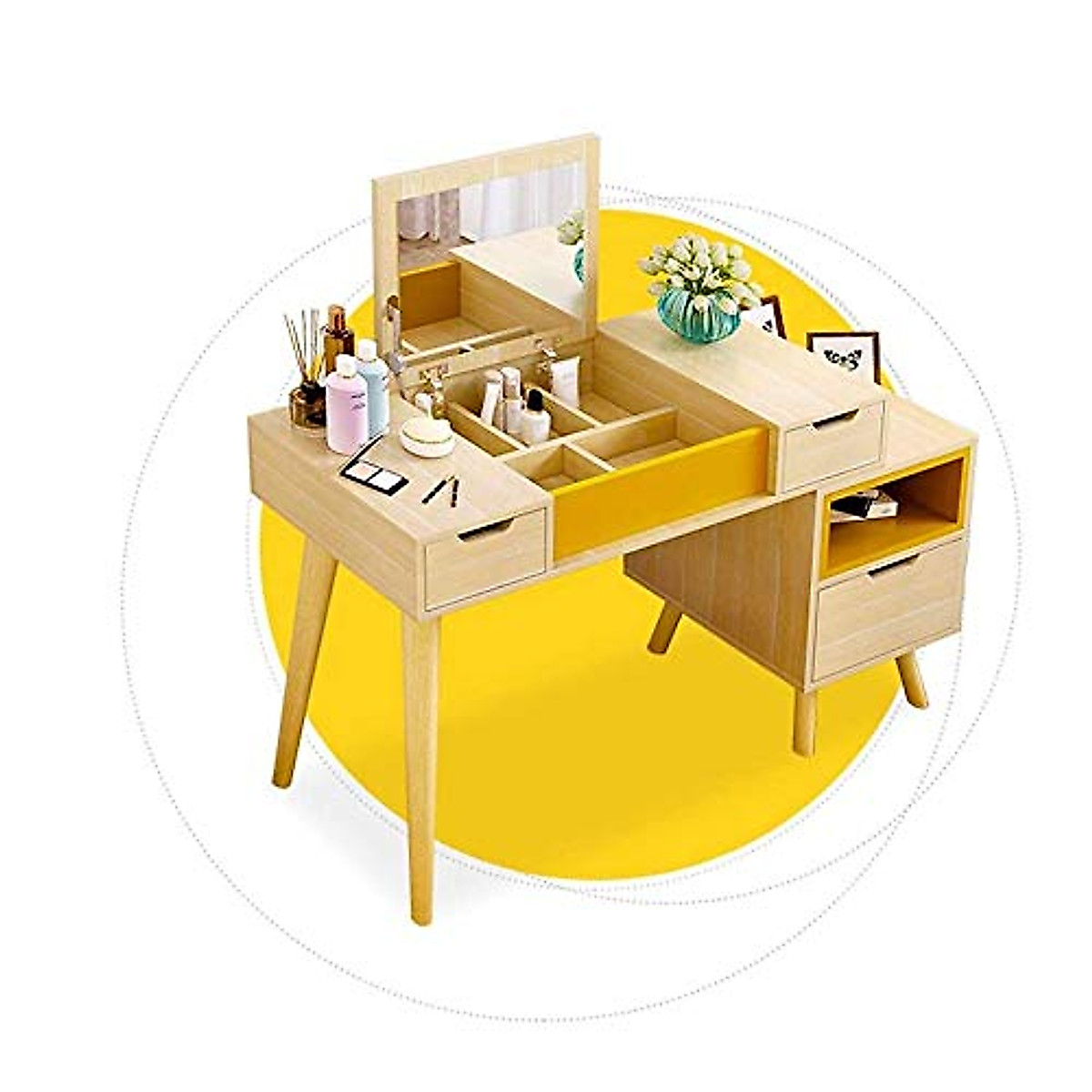 WYKDD Dressers for Bedroom Minimalist Nordic Style Makeup Table with Light Small Apartment Dressing Table Makeup