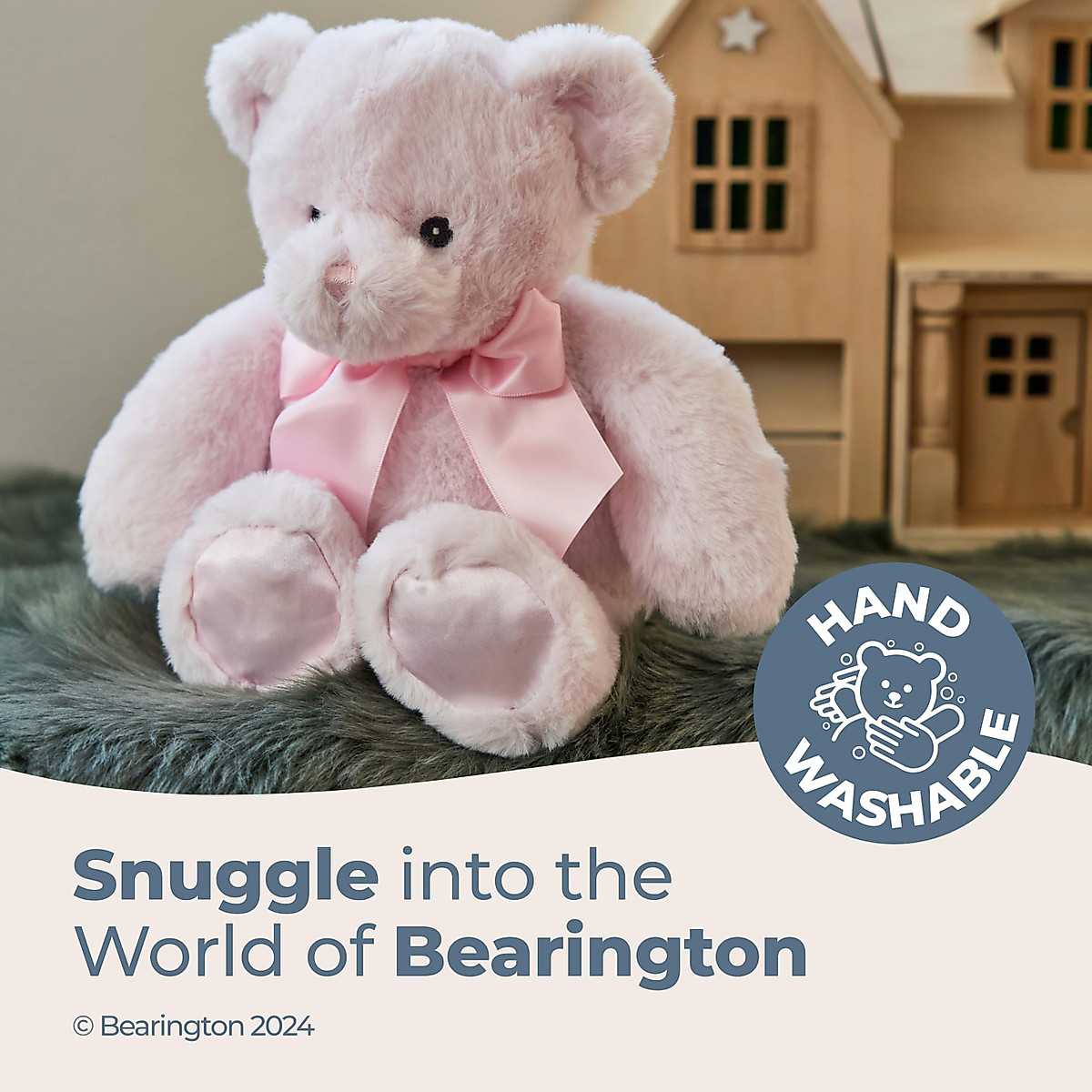 Bearington Baby Pink Teddy Bear Plush, 10 Inch Stuffed Animal for Girls