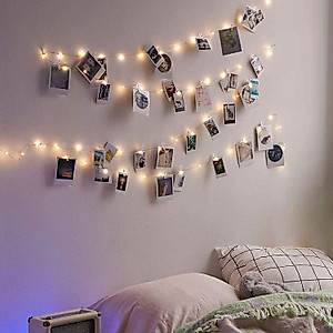 Photo Clip 17Ft - 50 LED Fairy String Lights with 50 Clear Clips for Hanging Pictures, Photo String Lights with Clips - Perfect Dorm Bedroom Wall Decor Wedding Decorations