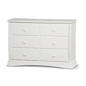 Delta Children Bentley Six Drawer Dresser, White, 49" width x 19" depth x 33.50" height