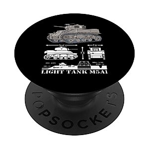M5A1 Light Tank American WW2 Tanks Infographic Diagram PopSockets Swappable PopGrip