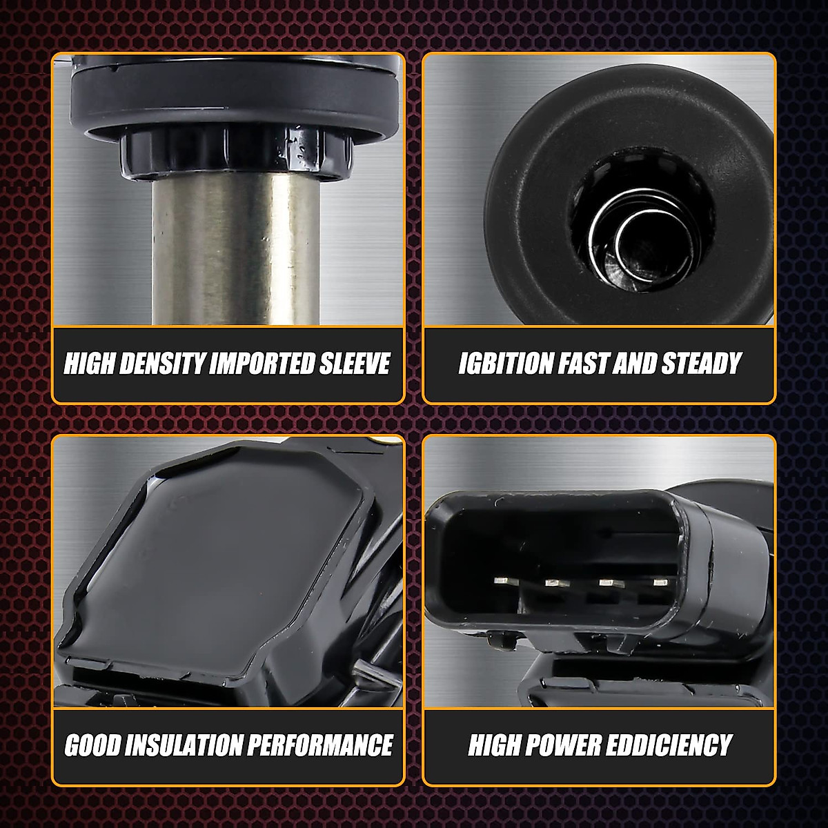 RANSOTO Ignition Coil Compatible With 2009-2017 1.8L Toyota Corolla Matrix Prius V/Plug-In, Pontiac Vibe, Scion xD, Lexus CT200h Replaces 90919-02252 UF596 C1714 UF619 GN10341 4 PCS