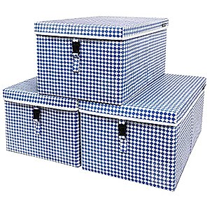MULISOFT Large Storage Bins with Lids, 3 Packs Stackable Storage Bins with Labels and Lock, Collapsible Storage Boxes, Cube Storage for Home, Closet, Bedroom, Office (16.6x13x9.84)