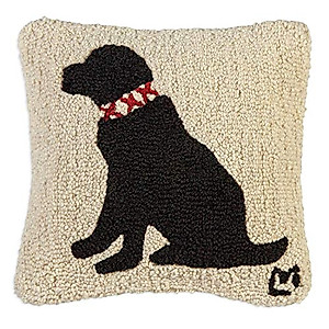 Chandler 4 Corners Artist-Designed Black Lab Hand-Hooked Wool Decorative Throw Pillow (14” x 14”)