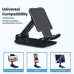 USStarStore Adjustable Cell Phone Stand for Desk, Angle Height Adjustable Cell Phone Stand for Desk, Case Friendly Phone Holder Stand for Desk (Black 7 oz)