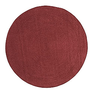 BLUENILEMILLS Tintoretto Braided Area Rug, Gorgeous, Soft, Durable, Reversible, Indoor/Outdoor, Vintage, Solid, Burgundy, 4' Round