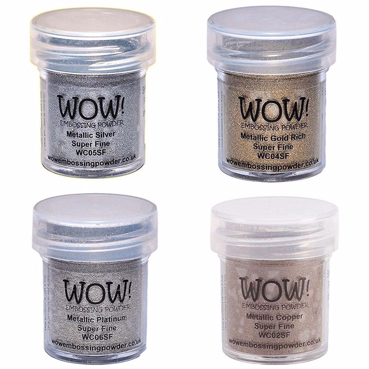 Wow! Embossing Powder Metallic Bundle: Gold, Silver, Platinum and Copper, 15ml (1) (1, Brown)