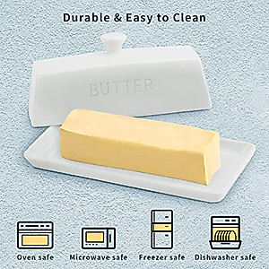 Ceramic Butter Dish with Lid - SGAOFIEE Porcelain Butter Dish with Lid and Knife for Countertop, Perfect for 1 Stick of East Coast Butter