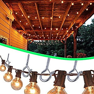 TAIHUIMY 16 Pack Q-Hanger Hooks for Outdoor String Lights, Eye Hooks Screw Christmas Rope Light Clips, Wall Cabinet Ceiling Hooks with Safety Buckle for Wire Party Light Plants Wind Chimes