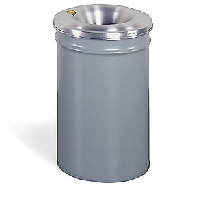 Justrite 26005 Cease-Fire Steel Drum, 15 Gallon Capacity, 14-1/2" OD x 25" Height, Gray