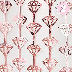 xo, Fetti Bachelorette Party Decorations Diamond Foil Curtain - Set of 2 | Rose Gold Bridal Shower Gift Backdrop, Bridesmaid Favors