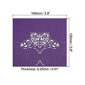 PATIKIL Table Name Place Cards,50Pcs 3.9 x 3.9inch Favor Decor Hollow Butterfly Cut Design Seat Blank Card for Wedding Party Seating Place Cards Purple