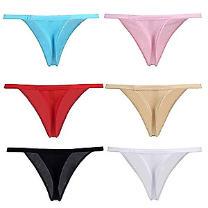 YOYI FASHION Women Cotton Low Rise Soft Breathable T-Back G-String Thong Panties 6 Packs US Size M/L