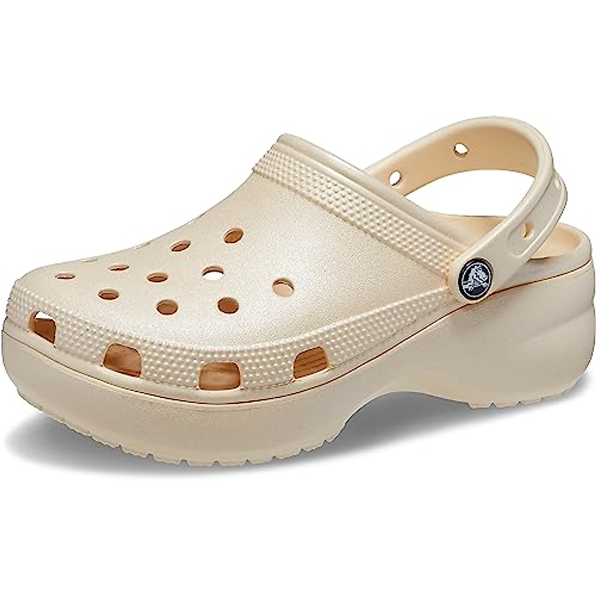 Crocs Women's Classic Platform Glitter Clog, Vanilla, 8