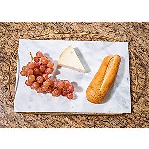 White Marble Tray - Ottoman Tray - Serving Tray with Handles - Decorative Tray - Breakfast Bed Tray - Coffee Table Tray