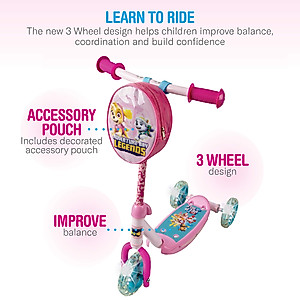 PlayWheels PAW Patrol 3-Wheel Kids Scooter with Accessory Pouch, Blue Large