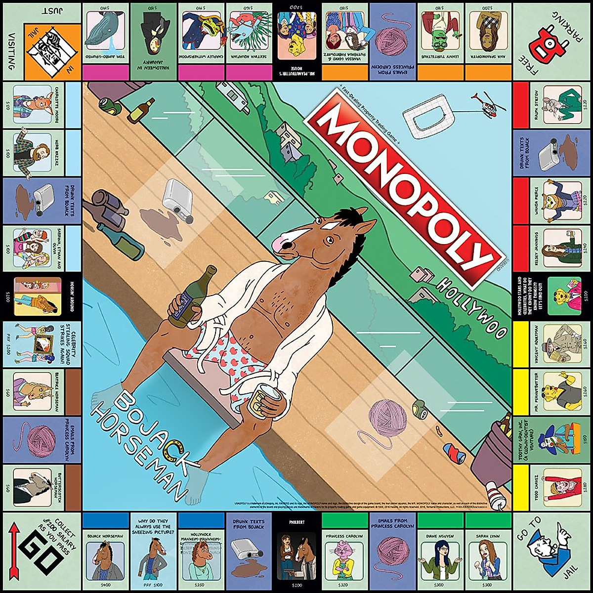Monopoly BoJack Horseman Board Game | Recruit Your Favorite BoJack Horseman Characters in This Version of Monopoly | Based on The BoJack Horseman Netflix Show | Custom Tokens, Money and Game Board