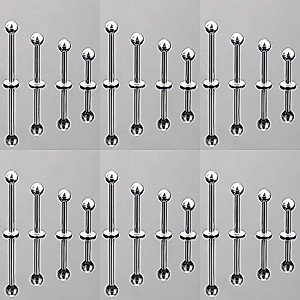 Ftovosyo Labret Barbell 24PCS Monroe Lip Barbell Ring Helix Earring Tragus Cartilage Studs Surgical Steel Piercing Jewelry for Women Men 16G 6mm 8mm 10mm 12mm