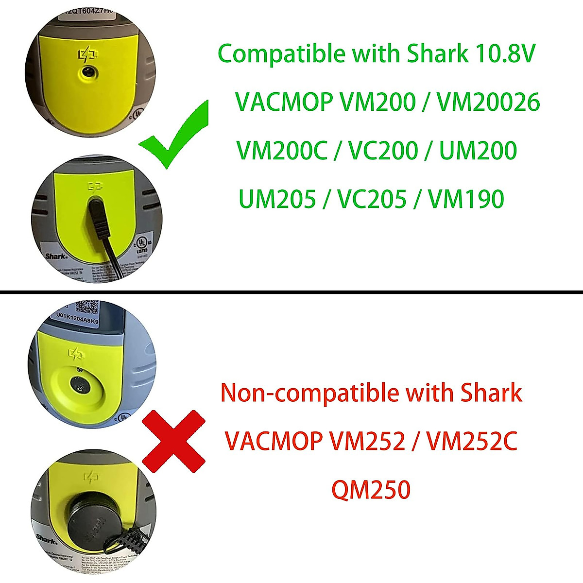 Charger for Shark VACMOP VM200 VM200C VM20026 UM200 UM205 VC200 VC205 VM190 VM19026 VMP30 Series 10.8V Li-ion Battery Pro Cordless Hard Floor Vacuum Mop Replacement Power Adapter 5.9Ft
