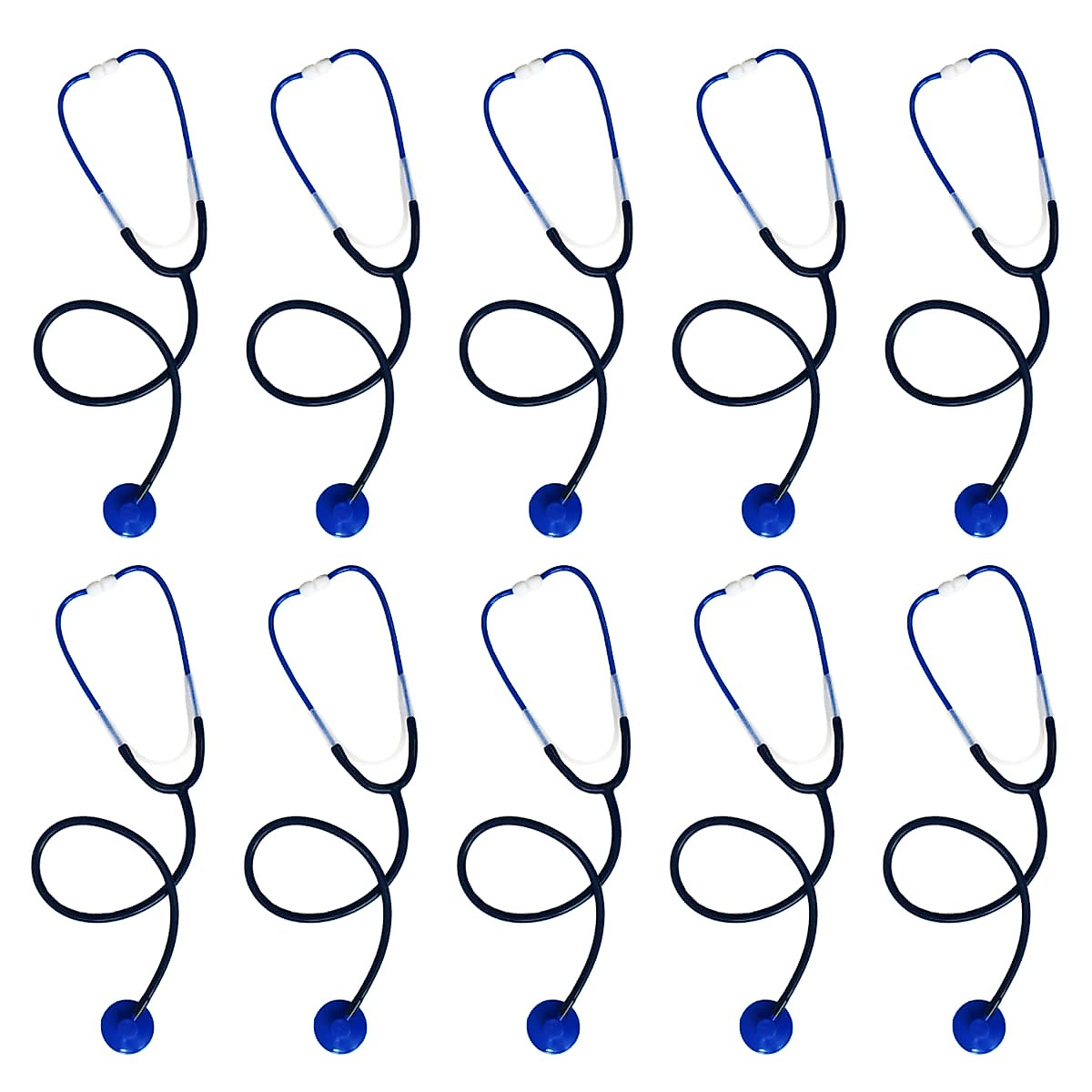 Disposable Stethoscope, Blue, 10 Pack, Single Patient Use, Plastic, 22" PVC Y-Tubing, Lightweight for Home, Education, Doctors, Nurses