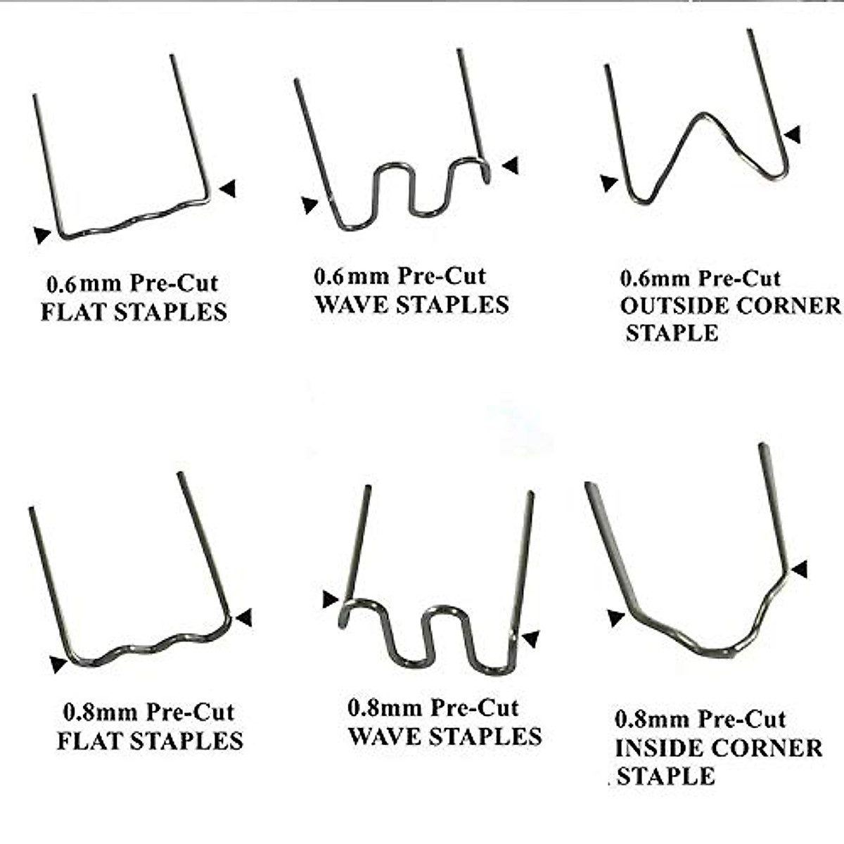 Hot Staples,for Car Bumper Repair Bodywork Plastic Welding Repairing, Pre-Cut Treatment, 6 Types Available 900PCS