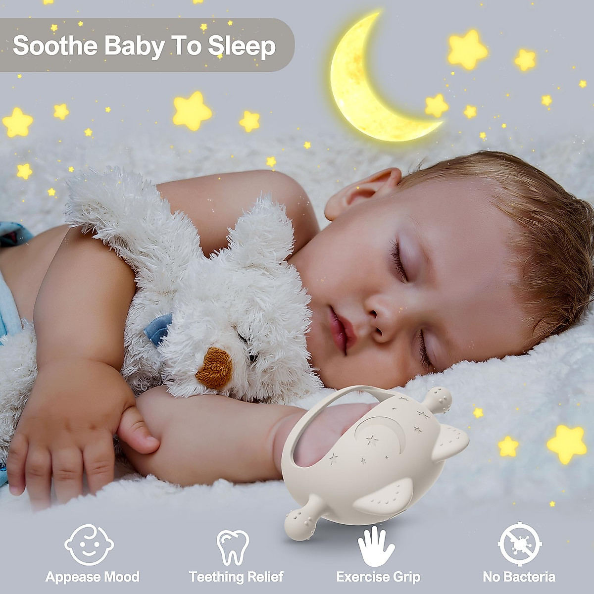 Baby Teether-Teething Toys for Babies 0-6 Months-Silicone Teething Mitt with Cute Cat Shape Baby Toys 6 to 12 Months,Newborn Essentials Must Haves for Teething Relief,Ideal Baby Shower Gifts for Moms