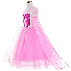 Party Chili Pink Princess Dress Costumes Birthday Dress Up for Little Girls with Crown,Mace,Gloves Accessories