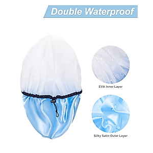 Auban Shower Cap for Women, Adjustable Reusable, Extra Large, Double-Layer Waterproof Bathing cap, Waterproof Exterior, EVA Lining, Hair Cap for All Hair lengths, 3 Colors