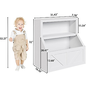 GAOMON Kids Bookshelf, Wooden Toy Storage Organizer with Cubby, Toddler Bookcases Fit for Playroom, Children's Room, Bedroom, Nursery School