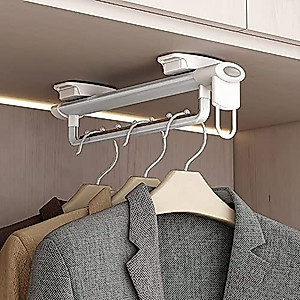 Extendable Clothes Rail - Sliding Wardrobe Closet Rod, Adjustable 25-46 Cm Wardrobe Rail Metal with Slide Rail, Extendable Clothes Rail Closet Rail White, 25Kg Load Capacity (Size : 40cm/15.