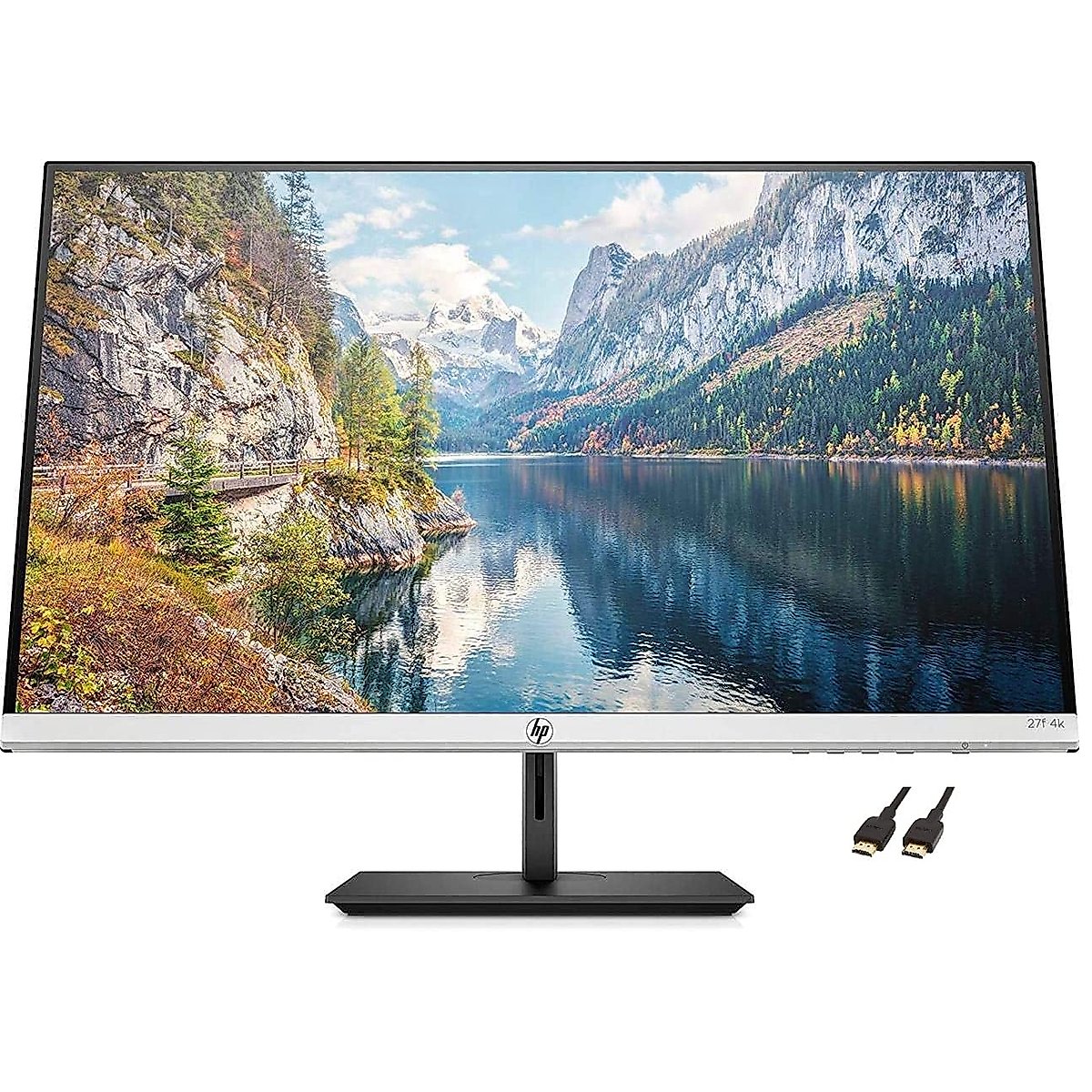 HP New Premium 27f 4K Monitor: 27" UHD 3840 x 2160 (4K) IPS Micro-Edge Display, AMD FreeSync Tech, Height/Tilt Adjustment, HDMI, DisplayPort, 5ms Response time, 16:9 Aspect Ratio, 60Hz,TF HDMI Cable