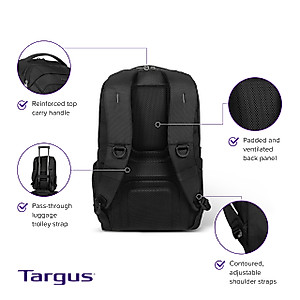 Targus Legend IQ Backpack Laptop bag for Business Professional and College Student with Durable Material, Pockets Throughout, Headphone Cord Pocket, TrolleyStrap, Fits 16-Inch Laptop, Black (TSB705US)
