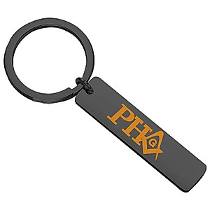BEKECH Prince Hall Inspired Gift Freemasons Masonic Square and Compass Masonic Symbol Keychain PHA Mason Jewelry for Prince Hall Lovers Men Women (silver)