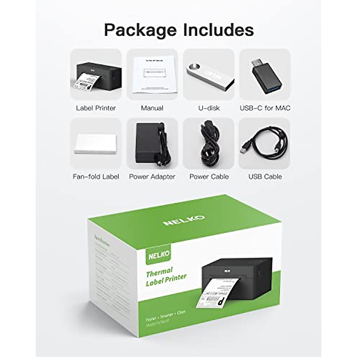 Nelko Bluetooth Thermal Shipping Label Printer, Wireless 4x6 Shipping Label Printer for Small Business, Support Android, iPhone and Windows, Widely Used for Amazon, Ebay, Shopify, Etsy, USPS