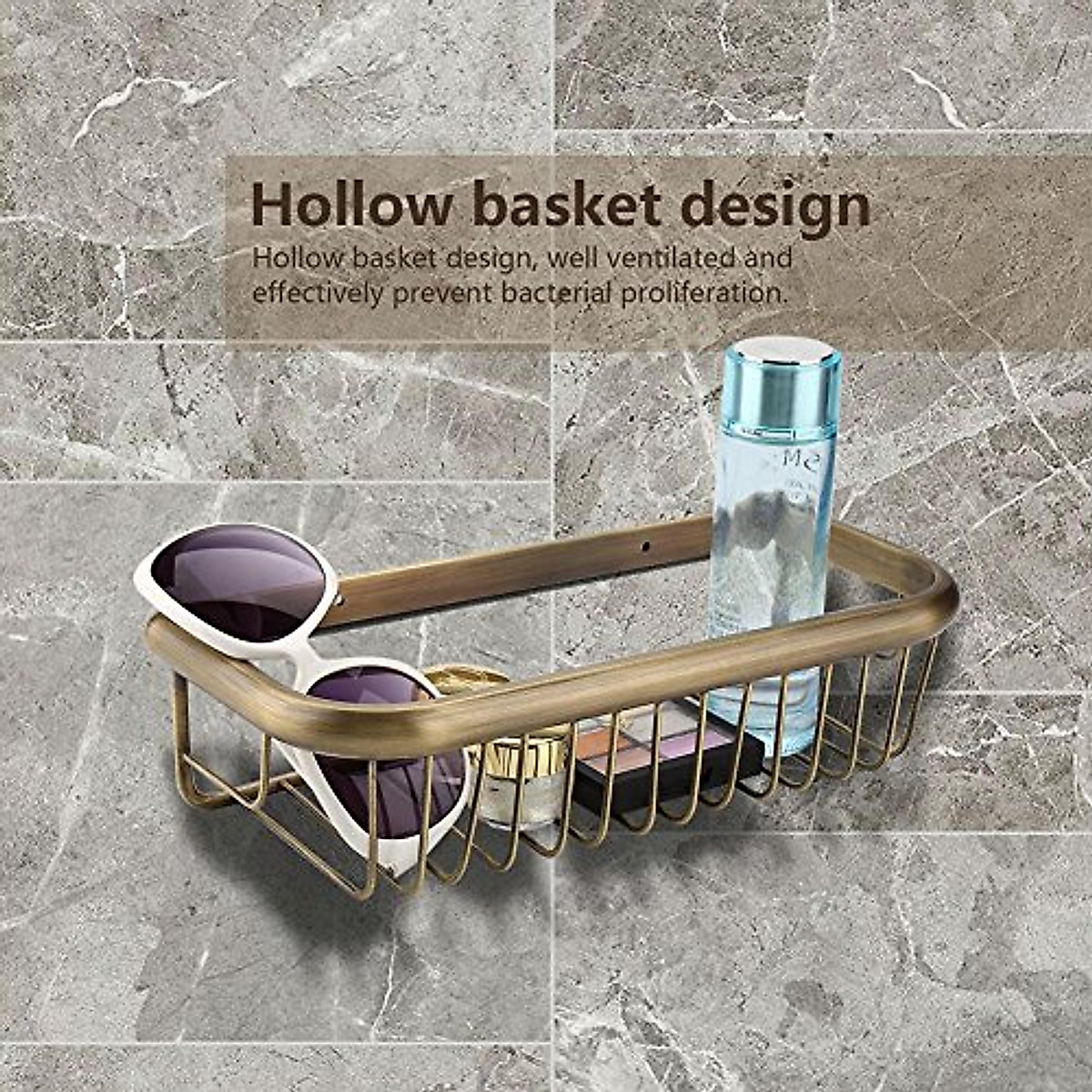 Yosoo Solid Copper Bathroom Shelf,Wall Mount Bathroom Shelf 30cm Solid Copper Shower Basket Bath Soap Shampoo Storage Holder