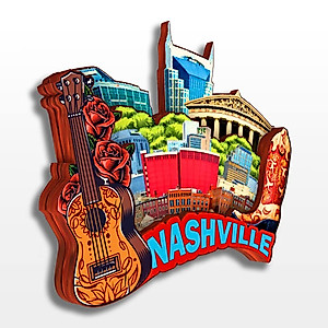 Nashville Tennessee USA America Fridge Magnet Wooden Collection 3D Wood Handmade Travel City Souvenirs Refrigerator Magnet Home Decoration Gift -183