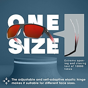 TOREGE Polarized Sports Sunglasses for Men Women Fishing Boating Beach Mountaineering Golf TR77(C11-Transparent Black Red Gradient&White&Black Red Lens