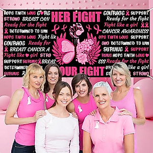 Avezano Breast Cancer Awareness Garage Door Banner 6x13Ft Her Fight is Our Fight October Breast Cancer Decoration Pink Ribbon Butterfly Powerful Fist Backdrop Outdoor Decor (157.48" L x 72.83" W)