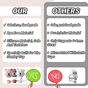 3 Pack Straw Cover for Stanley Cups,Cute bear Straw Protector Cover Compatible with Stanley 30&40oz Silicone Straw Topper Caps for Stanley Cups Accessories- BPA Free Soft Silicone