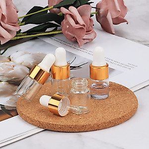 Wresty 2ml(5/8 Dram) Small Mini 15 Pcs Clear Glass Dropper Bottles Essential Oil Vials Travel Refillable DIY Cosmetic Sample Container Liquid Perfume Eye Droppers Bottle (gold cap)