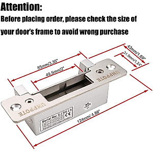 UHPPOTE ANSI Standard Heavy Duty Stainless Steel Finish Electric Strike Door Lock for Access Control Cylindrical Locksets - Input Voltage 24VDC