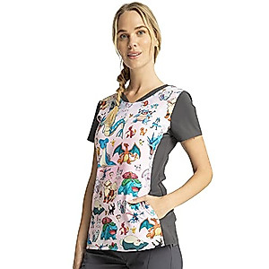 Tooniforms Women Scrubs Top V-Neck Plus Size TF749, 3XL, Pokemon Party