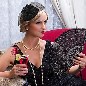 Jeyiour 9 Pcs Fascinators Hats Tea Party Hats for Women with Veil Flower 20s 50s Feather Pillbox Hat with Clips, 9 Colors (Multi Colors)