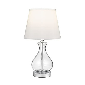Catalina 19896-001 Transitional Teardrop Clear Glass Table Lamp, 18, White