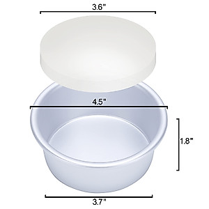 AWTBDP 4 Inch Cake Pan Set of 8, Anodized Aluminum Round Cake Pans with 100 Pcs Parchment Paper Tins Baking Pan for Cheese Cake, Pizza, Quiche, Non Toxic, Leakproof, Easy Pop Out